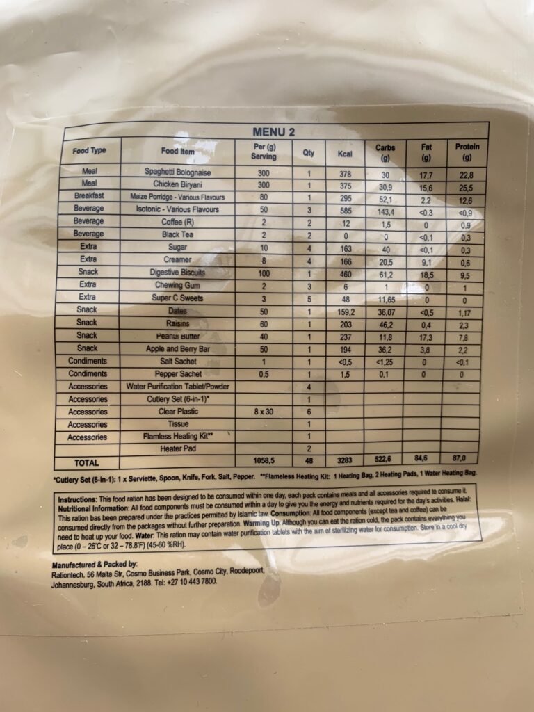 RationTech MRE Ration Pack -Menu 2 (24H) - The EDC Solution